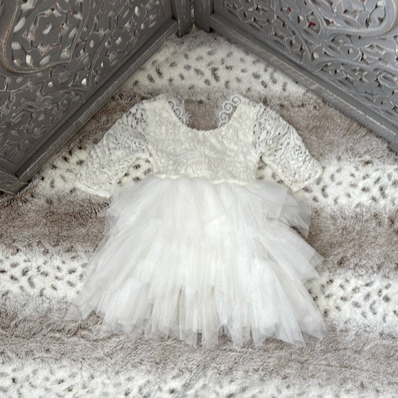 Dresses | Elegant Floral Lace Dress Girls 12 Months Baby Girls Angelic ...